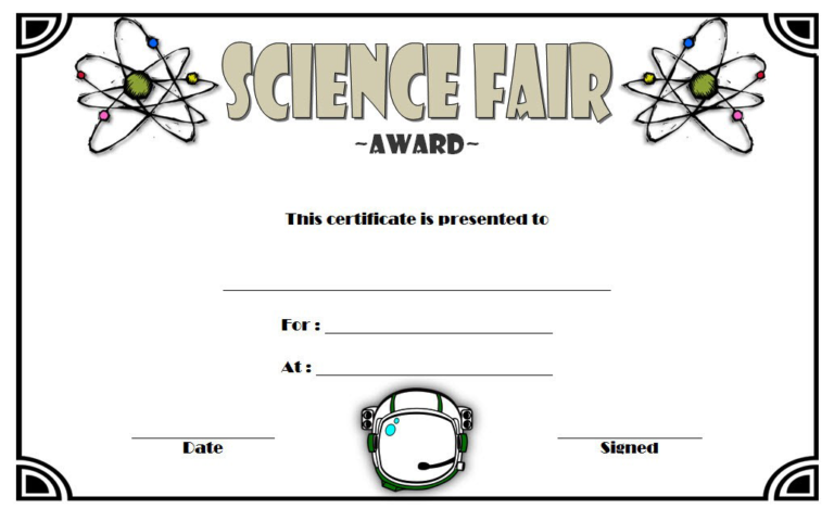 Science Fair Certificate Template Free Download 2 | Two Package Template