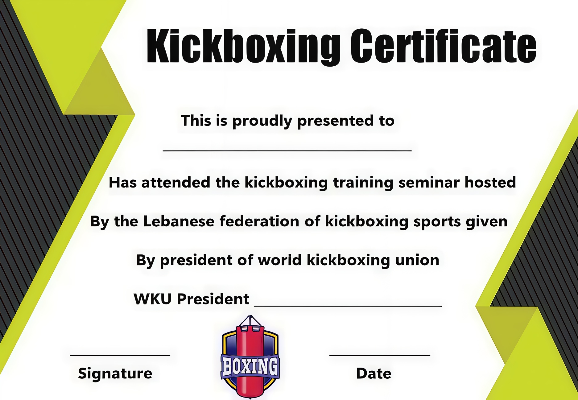 Kickboxing Certificate Design (1st Free Printable Template) | Two ...
