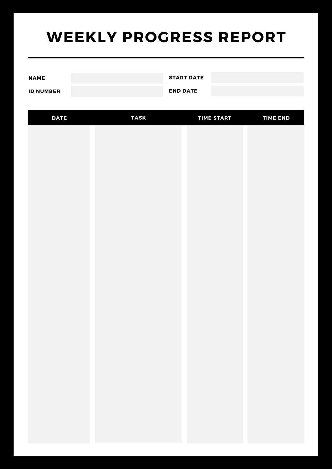 Weekly Progress Report Template (3rd Best Blank Format) | Two Package ...