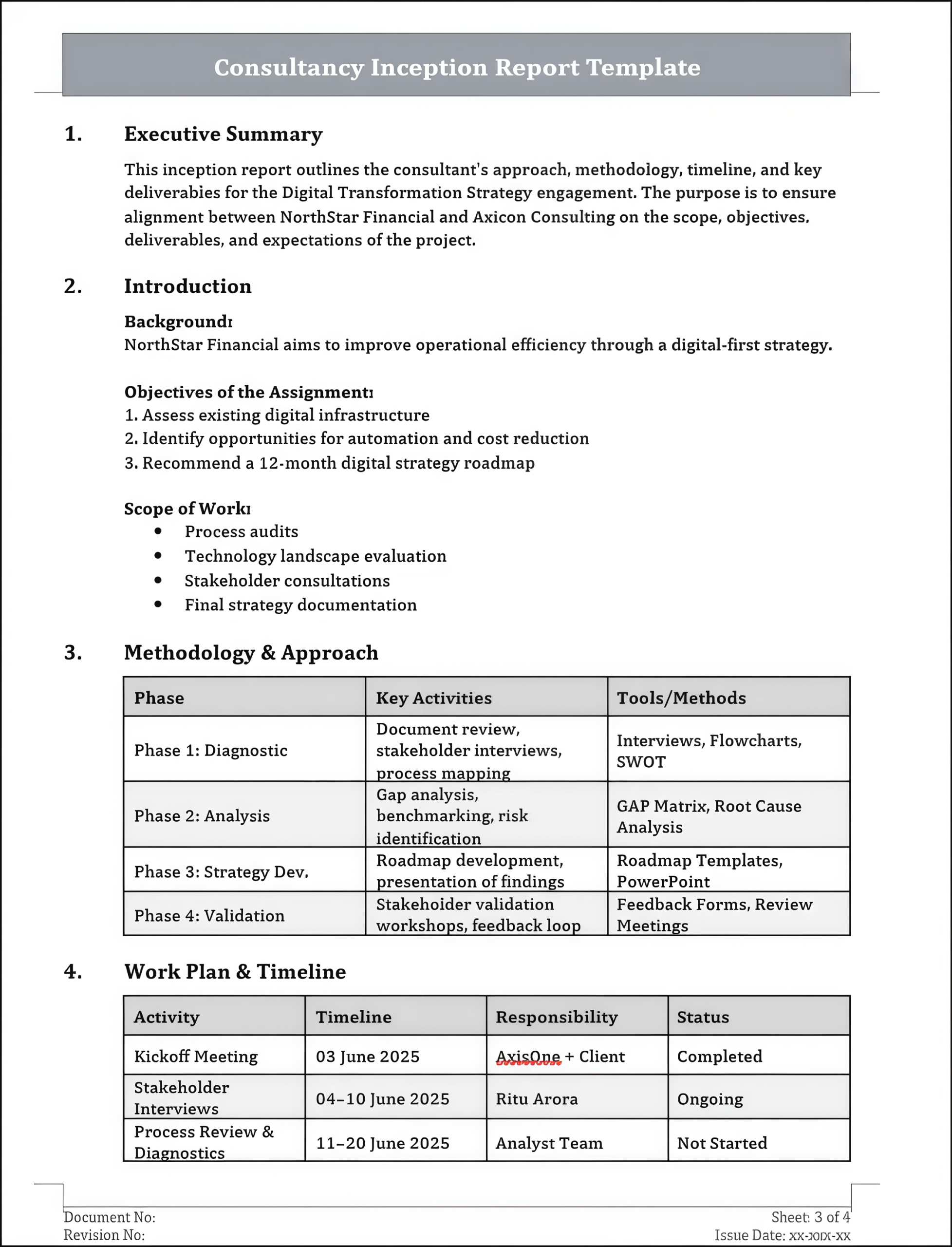 Consultancy Inception Report Template (1st Free Word Format) | Two ...