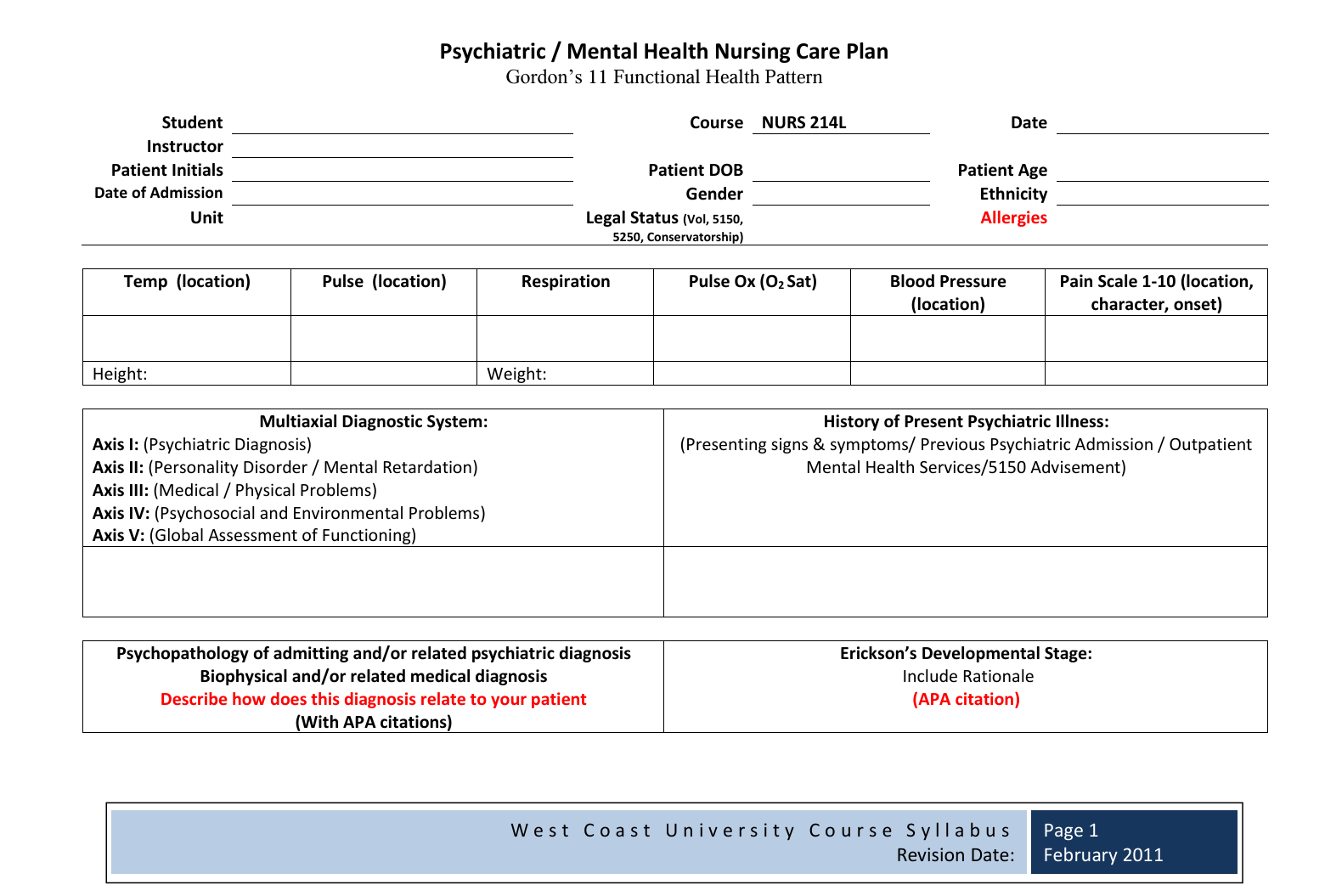 Mental Health Nursing Care Plan Template: 7+ Best Psychiatric Designs
